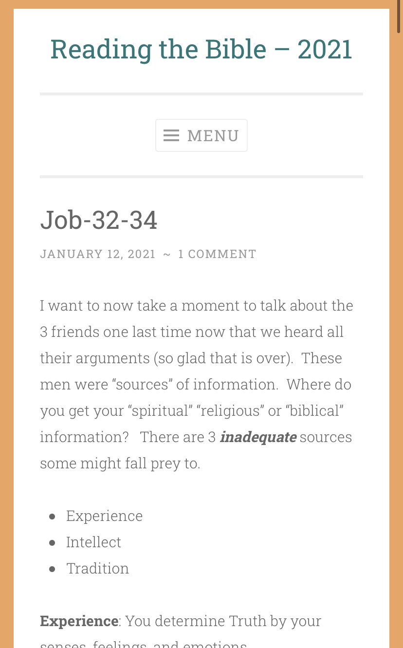 January 12, 2021 – Reading the Bible – 2021